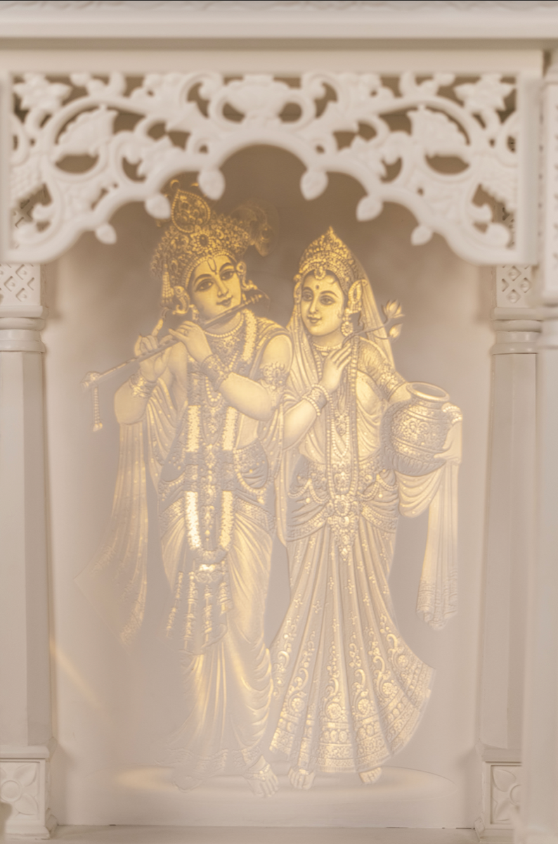 Mandir with Radha Krishna backdrop – Decofur
